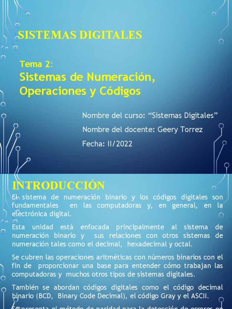 Sistemas Digitales Sistemas de Numeración, Operaciones y Códigos | PDF | Sustracción | División ...
