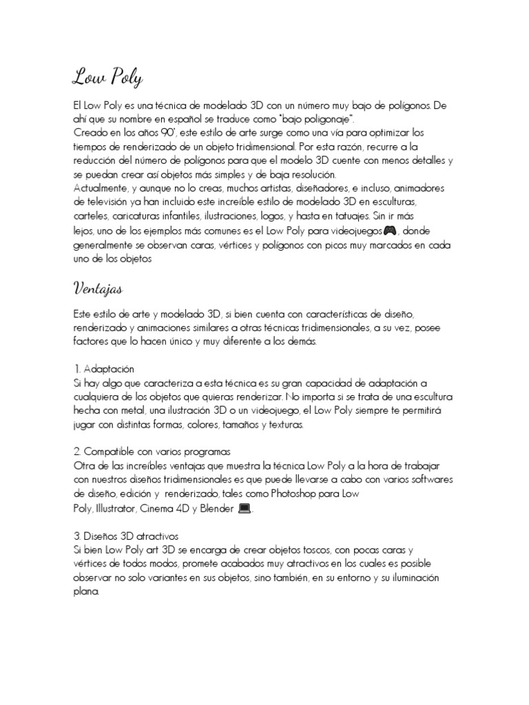 Low Poly, Medium Poly, High Poly | PDF | modelado 3D | Minimalismo