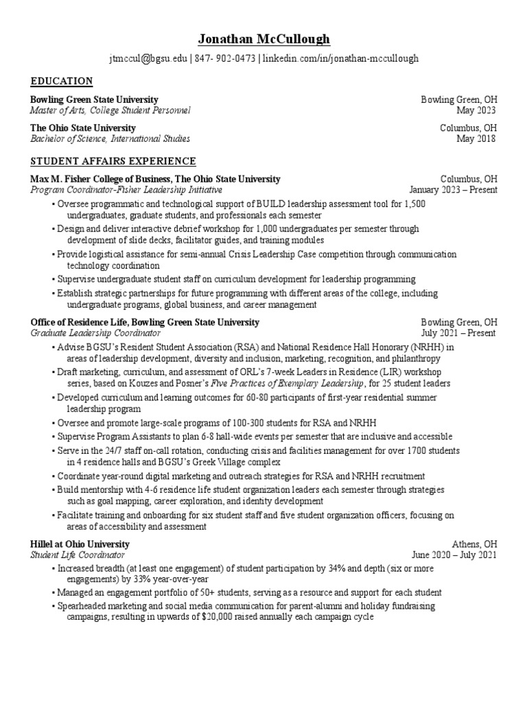 Jonathan Mccullough Resume | PDF