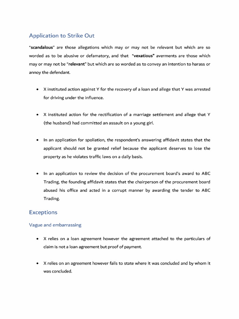 Application To Strike Out | PDF