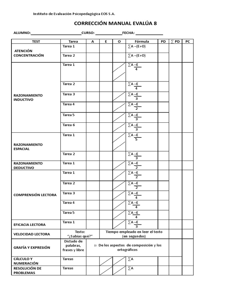 Corrección Sin Pibe EVALÚA 8 | PDF | Cognición | Ciencia cognitiva