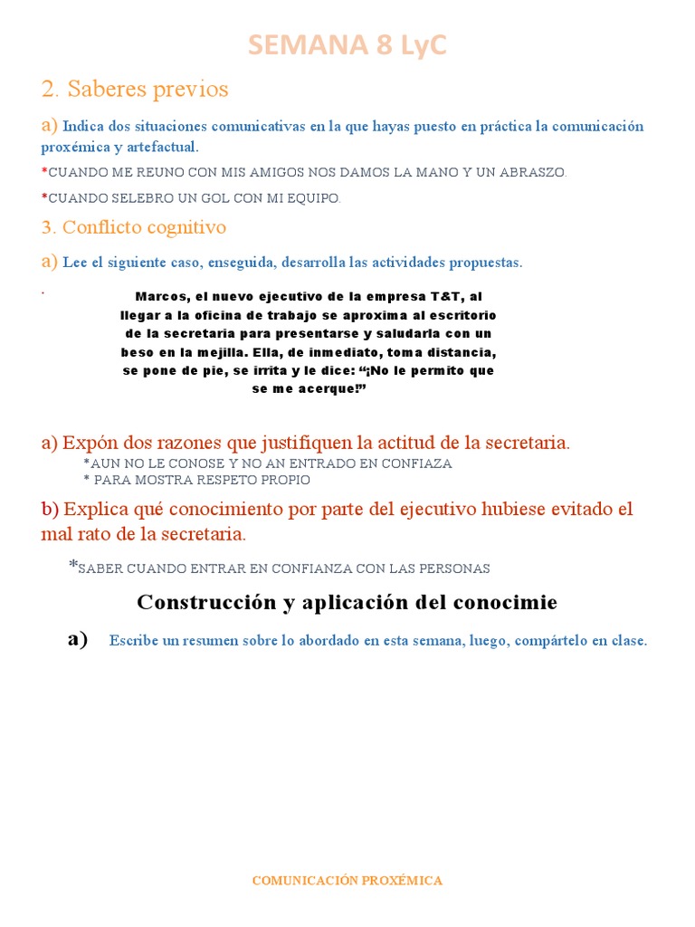 Semana 8 Lyc: 2. Saberes Previos | PDF | Comunicación | Comportamiento