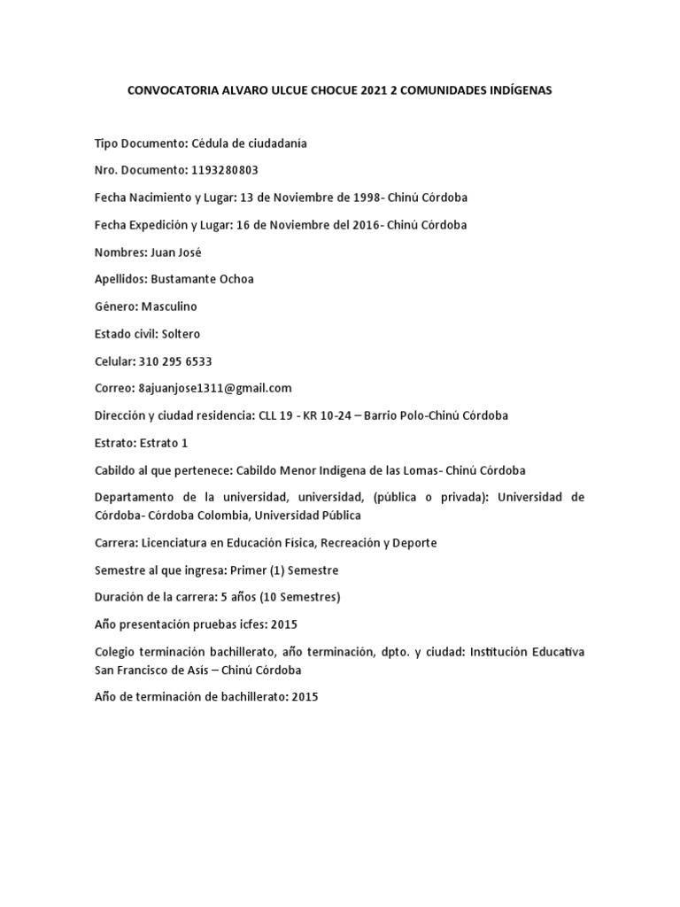 Convocatoria Alvaro Ulcue Chocue 2021 2 Comunidades Indígenas | PDF ...