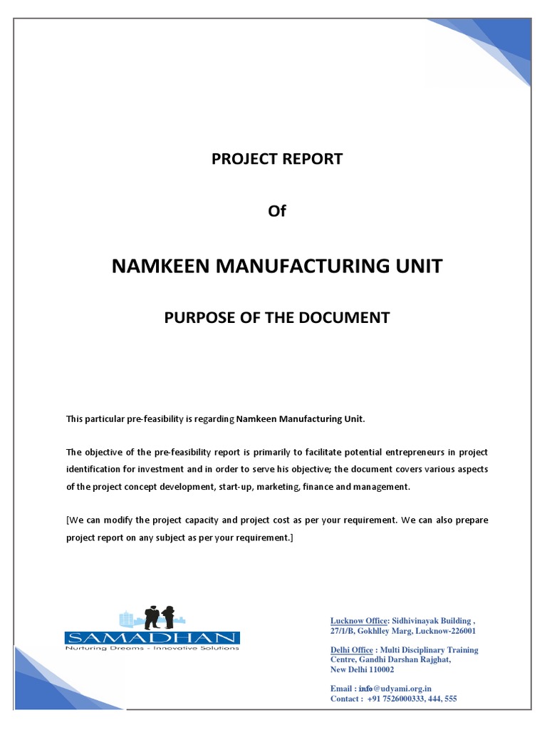 Namkeen Manufacturing Unit: Project Report of | Download Free PDF ...