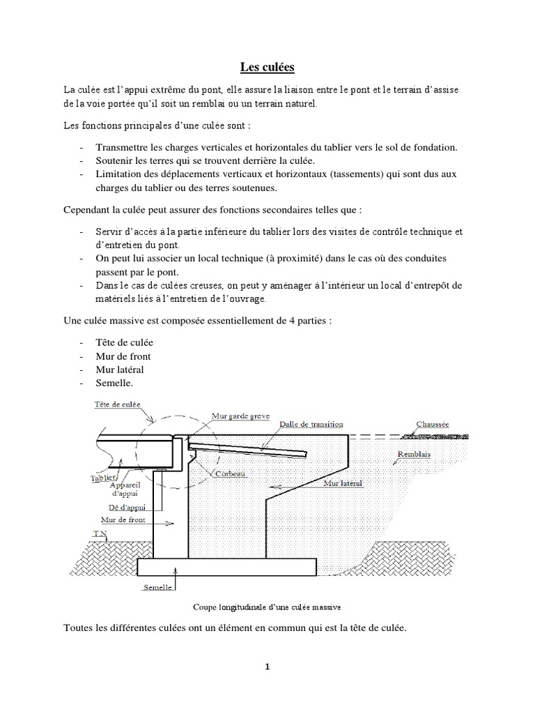 Définition et Types de Culées de Pont | PDF | Pont | Fondation ...