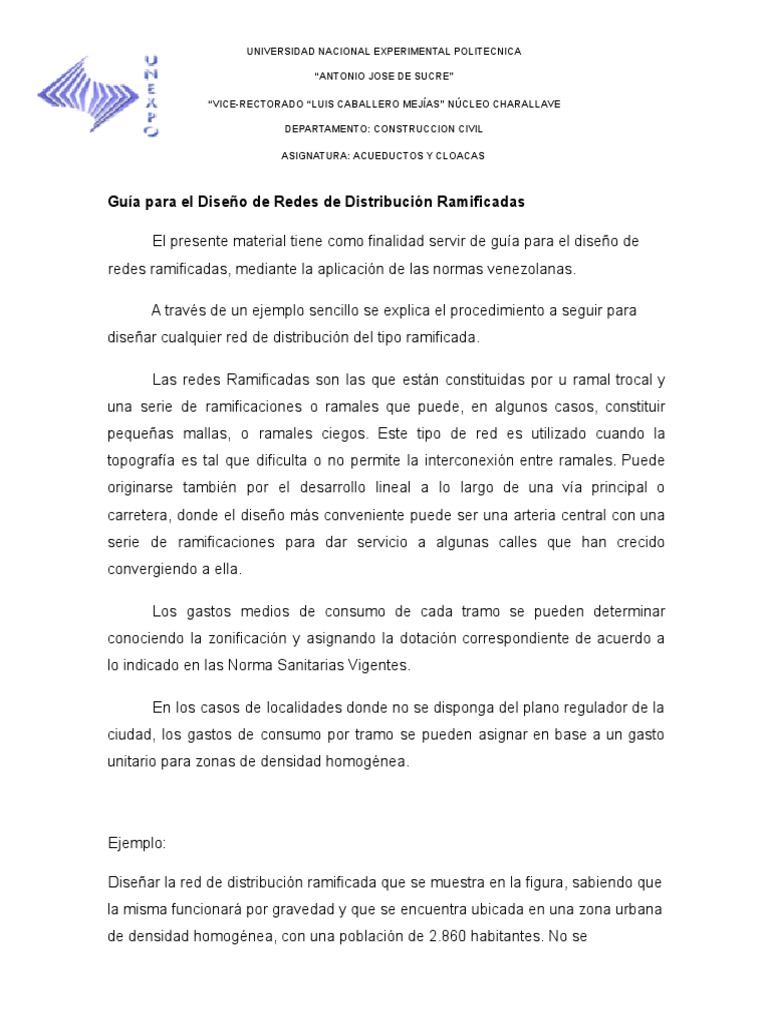 Guía para El Diseño de Redes Ramificadas | PDF | Ingeniería hidráulica ...