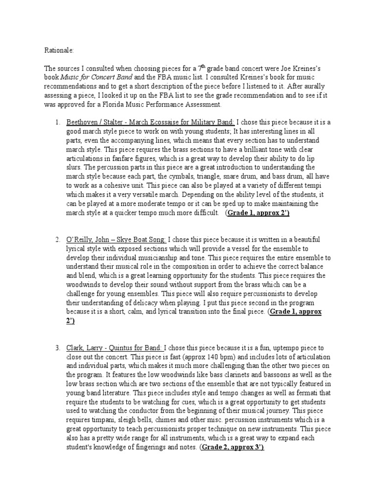 Trudell - 7th Grade Concert Program | PDF | Musical Instruments ...