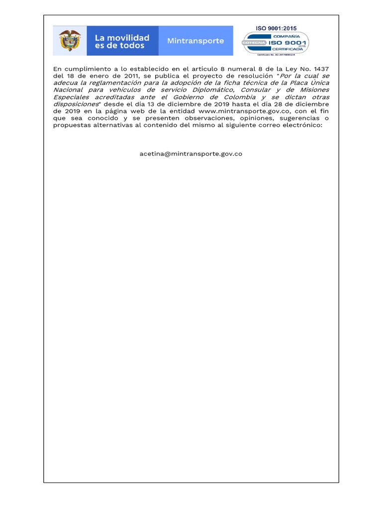 Actualización de Placas Diplomáticas en Colombia | PDF | Diplomacia ...