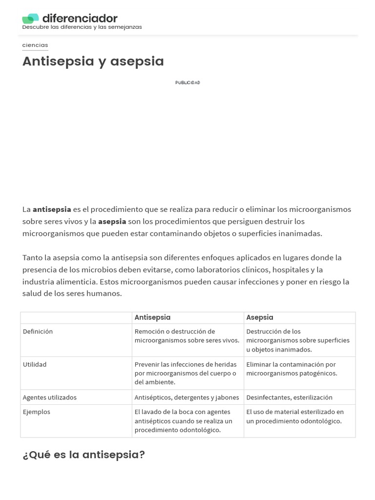 Antisepsia y Asepsia: ¿Qué Es La Antisepsia? | PDF | Esterilización ...
