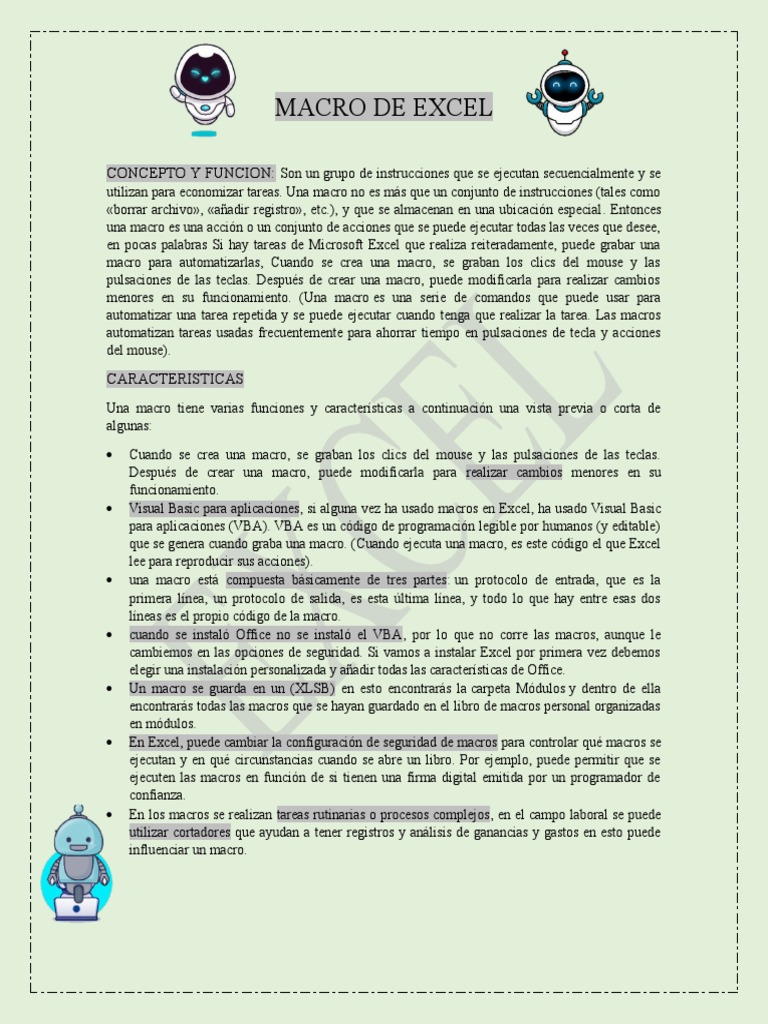 Guía completa sobre macros en Excel: conceptos, características, ventajas y más | PDF | Macro ...