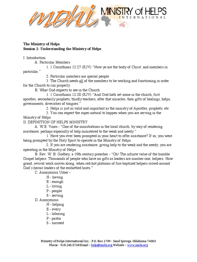 Understanding Ministry of Helps Notes | PDF | Christian Movements ...