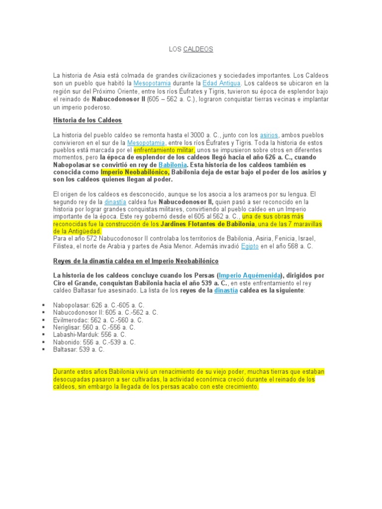 Historia y Aportes de los Caldeos | PDF | Babilonia | Nabucodonosor Ii