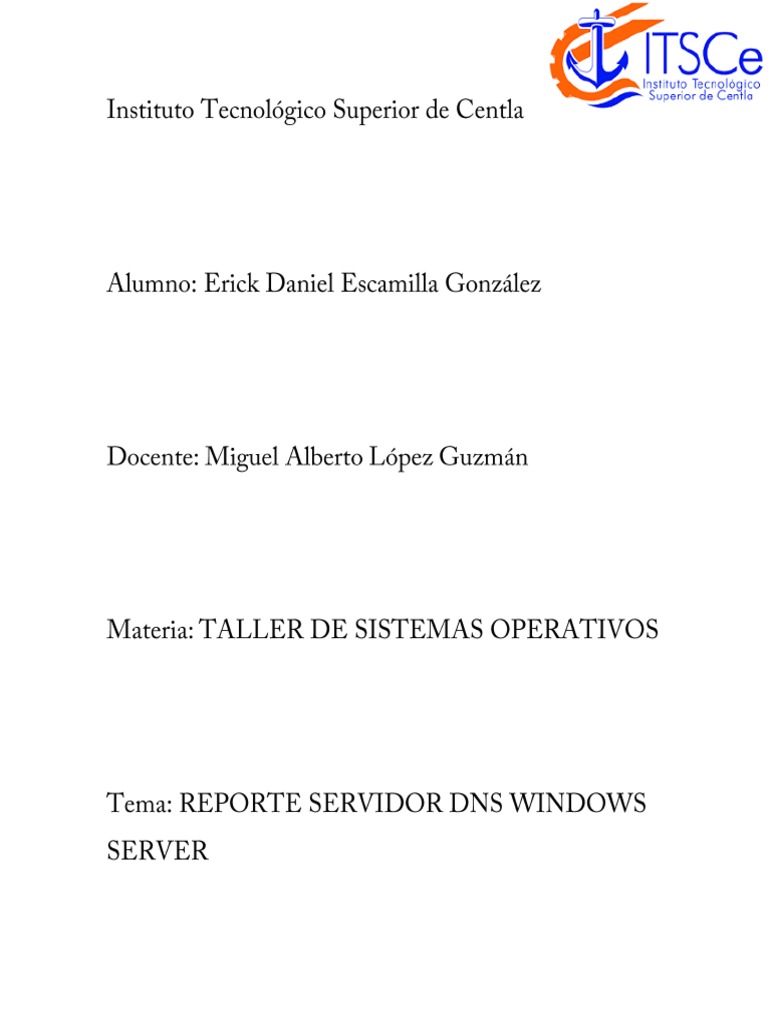 Reporte Servidor DNS Windows Server | PDF