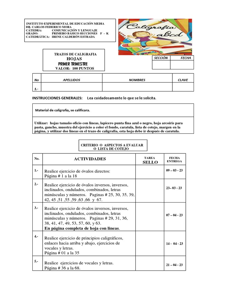 Trazos de Caligrafía: Un Cuadernillo de Ejercicios para el Desarrollo ...