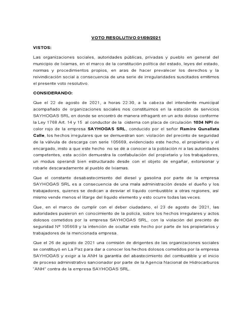 Voto Resolutivo | PDF | Violación | Estado (política)