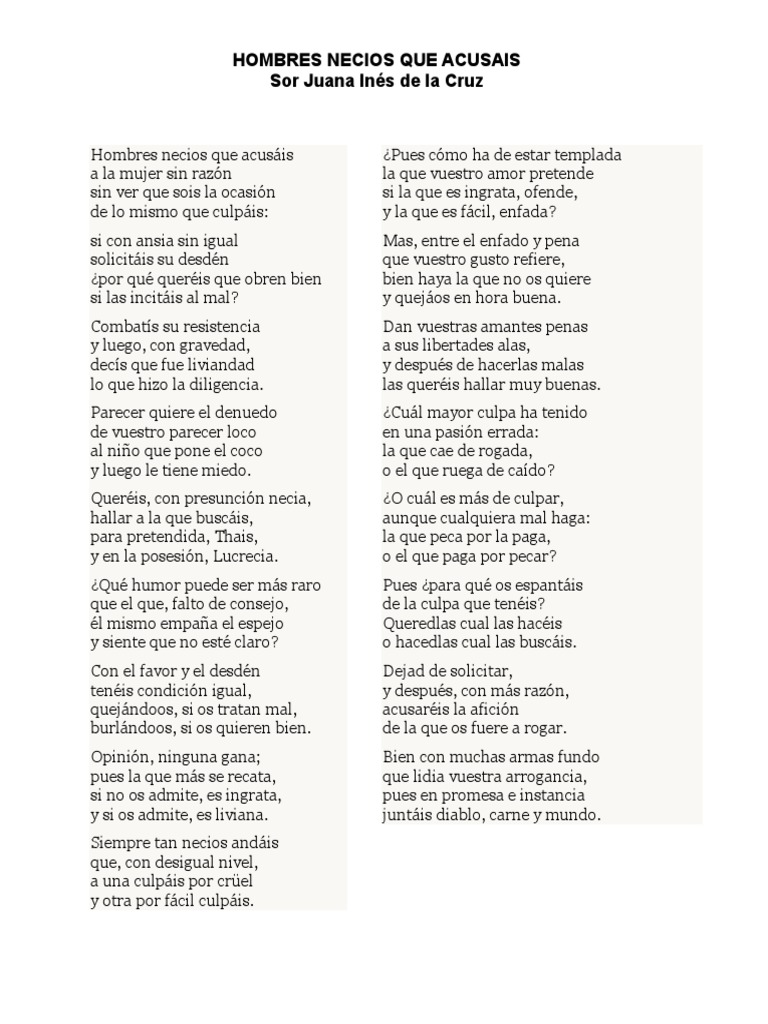 Poema Hombres Necios Que Acusais | PDF