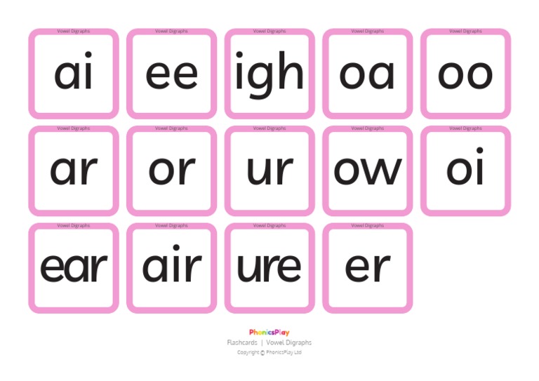 Printables Flashcards Vowel Digraphs | PDF
