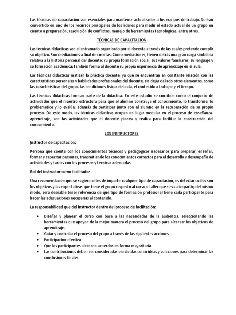 Rol Del Instructor Como Facilitador | PDF | Maestros | Aprendizaje