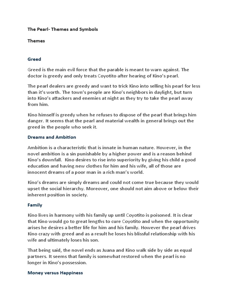 The Pearl's Deadly Lessons: An Analysis of Themes of Greed, Ambition ...