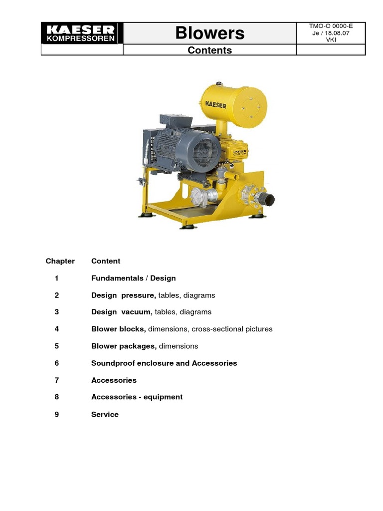 Blowers: TMO-O 0000-E Je / 18.08.07 VKI | PDF | Density | Foundry