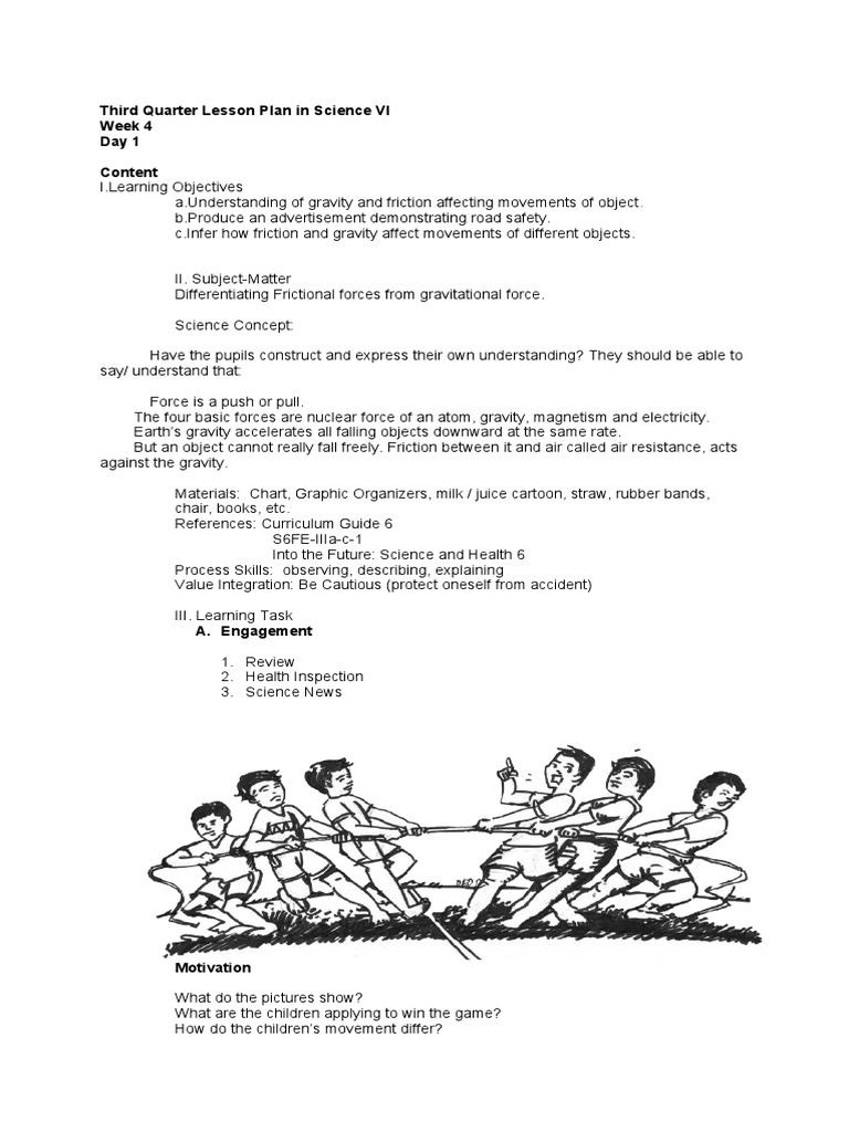 Lesson Plan in Science Quarter 3 | PDF | Force | Gravity