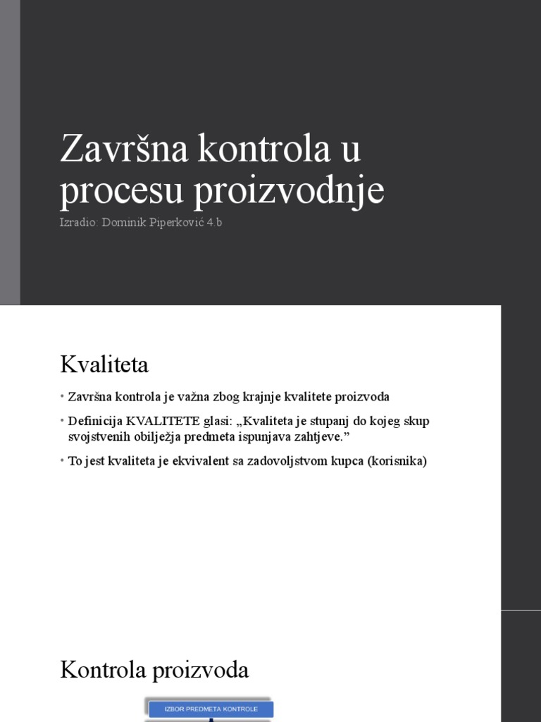 Završna Kontrola U Procesu Proizvodnje | PDF