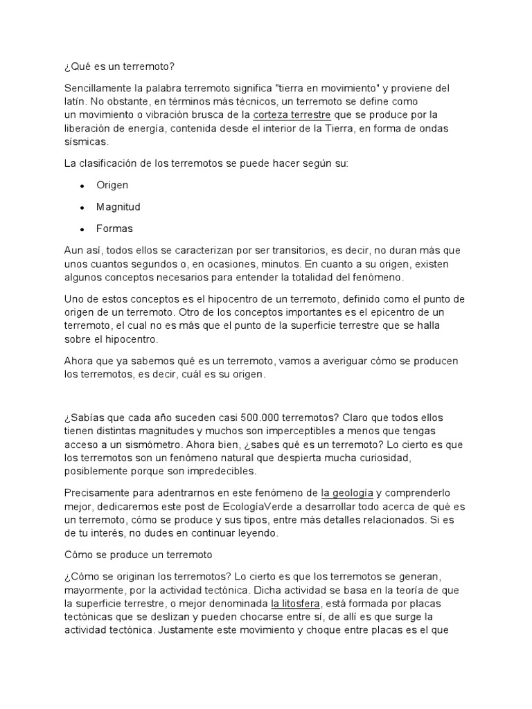 Qué Es Un Terremoto - 063811 | PDF | Temblores | Geofísica