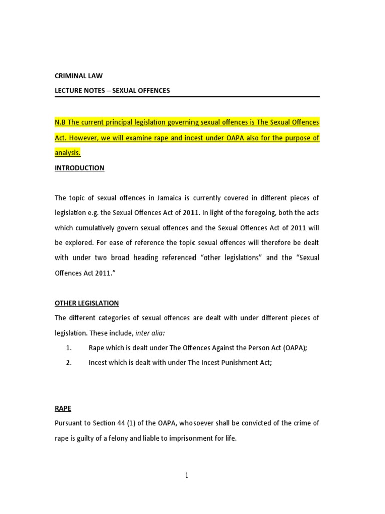 Lect. 10 Sexual Offences | PDF | Rape | Crimes Lect. 10 Sexual Offences | PDF | Rape | Crimes