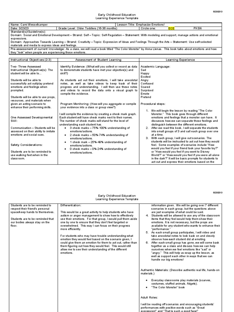 Drama Lesson Plan | PDF | Emotions | Learning