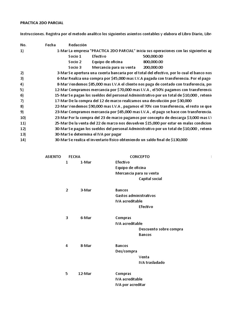 Practica 2do Parcial | PDF | Contabilidad | Dinero