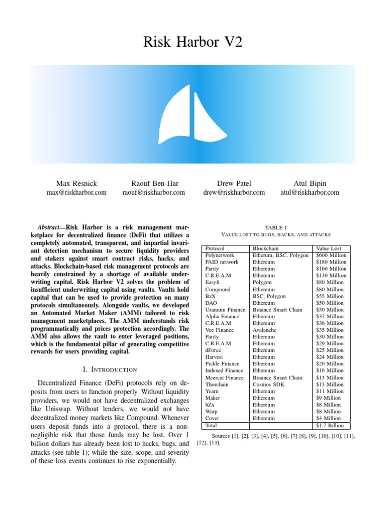 Risk Harbor Core V2 Whitepaper | PDF | Money | Service Industries