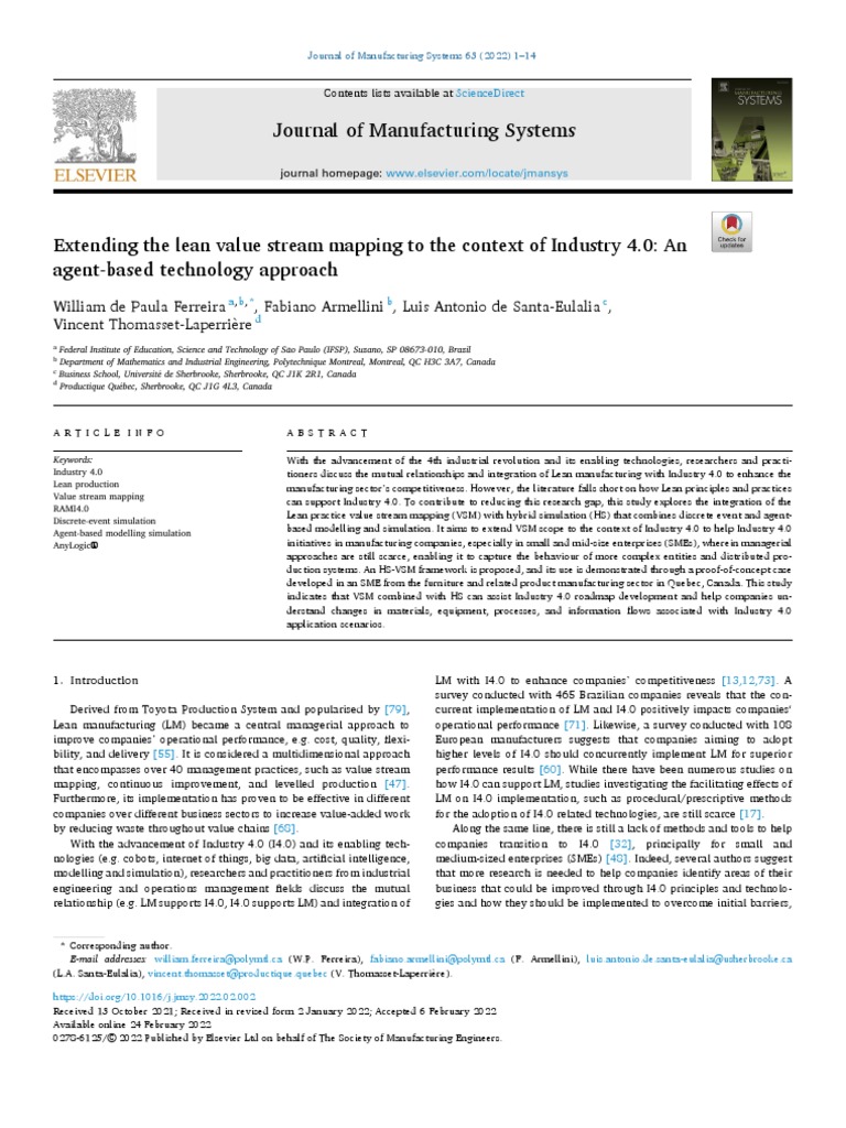 Journal of Manufacturing Systems | PDF | Simulation | Agent Based Model