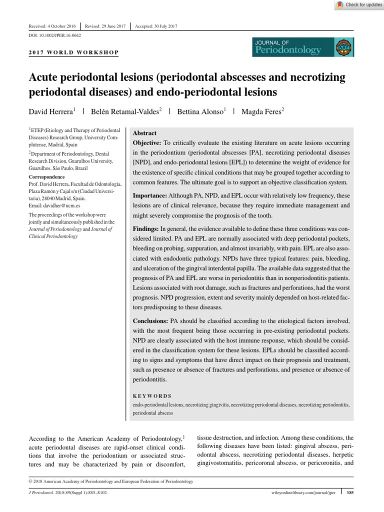 Journal of Periodontology - 2018 - Herrera - Acute periodontal lesions ...