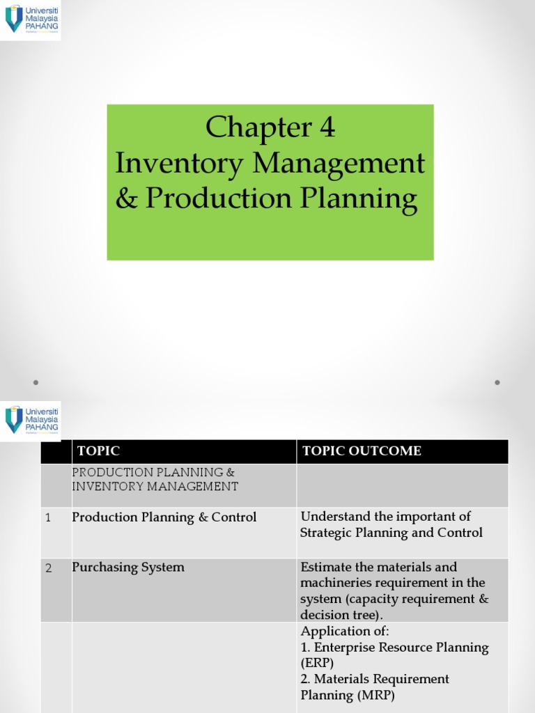 Note Pdtmog - Operations Management Chapter 4 | PDF | Enterprise Resource Planning | Procurement