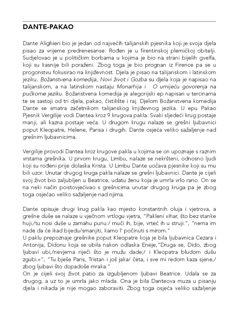 Dante Pakao Esej | PDF
