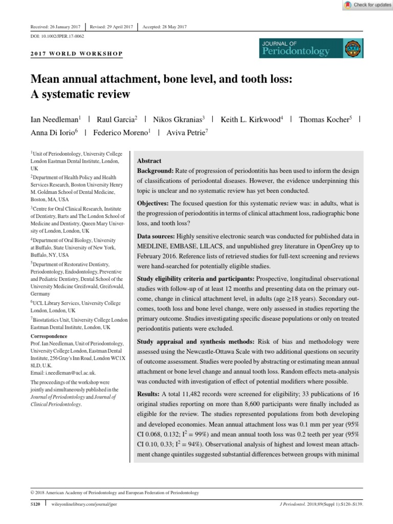 Journal of Periodontology - 2018 - Needleman - Mean Annual Attachment ...