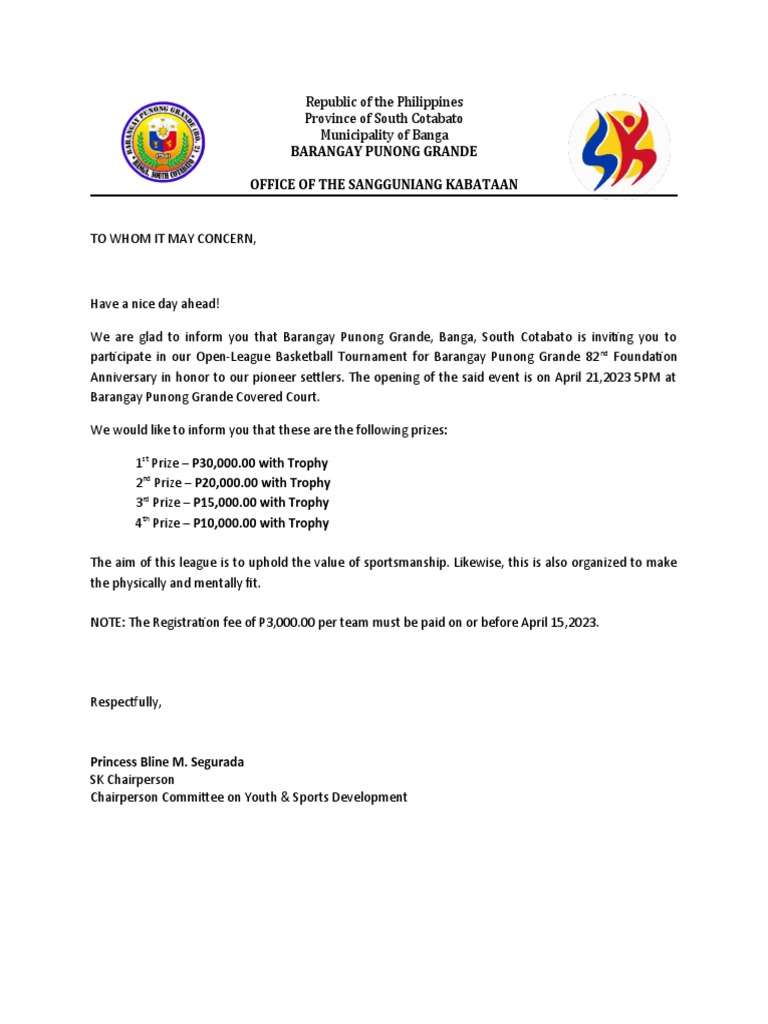 Letter of Invitation Open League | PDF