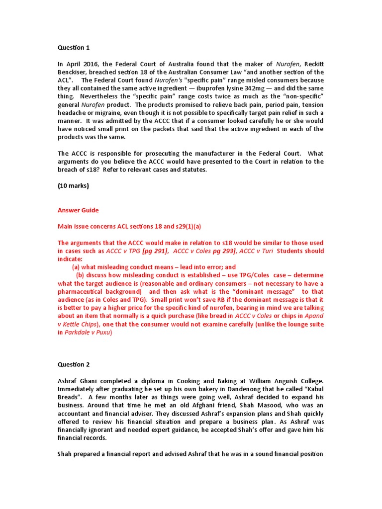 Revision Questions and Answers For Law Exam | PDF | Negligence ...