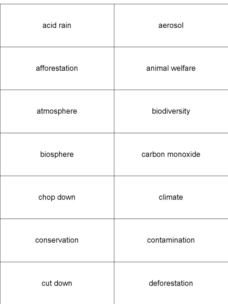 Environmental Vocabulary Flashcards | PDF