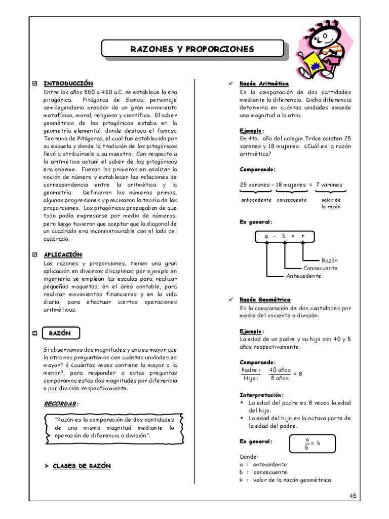Razones y Proporciones: Conceptos y Aplicaciones | PDF | Proporción ...