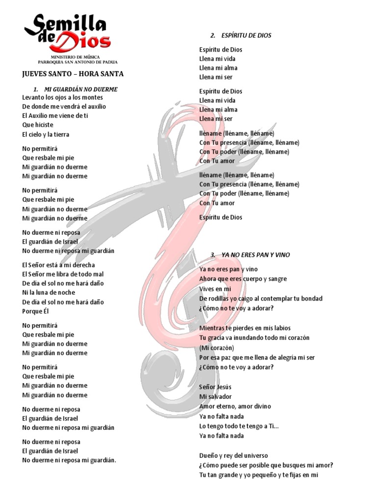 Jueves Santo - Hora Santa: 1. Mi Guardián No Duerme | PDF | Amor | María, madre de Jesús