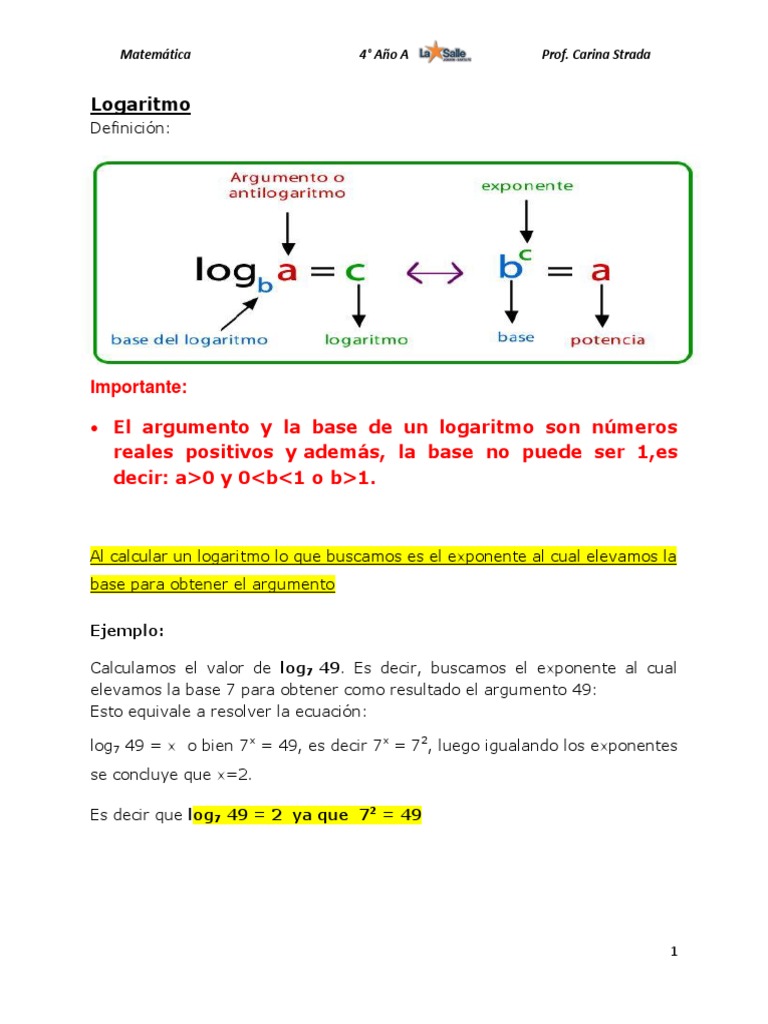 Logaritmos: Definición y Ejemplos | PDF | Logaritmo | Análisis matemático