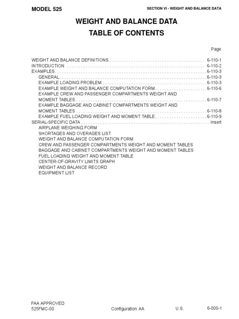 Model 525 Weight and Balance Guide | PDF | Aviation | Transport