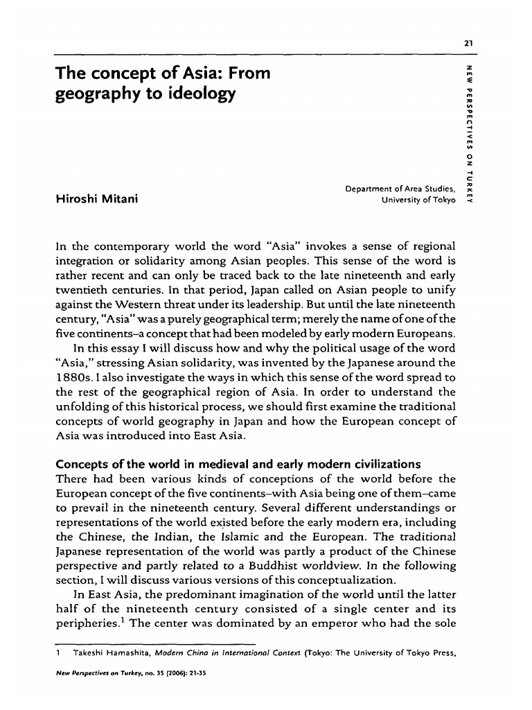 Mitani, Hiroshi - The Concept of Asia | PDF | Empire Of Japan | Asia