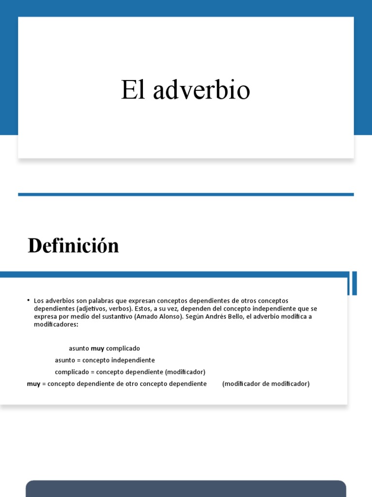 El Adverbio | PDF | Adverbio | Verbo