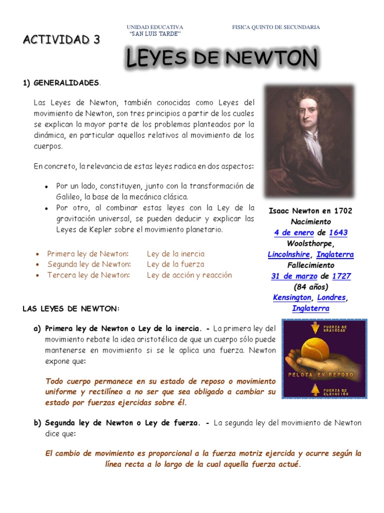 Actividad 3 - Las Leyes de Newton | Descargar gratis PDF | Las leyes ...