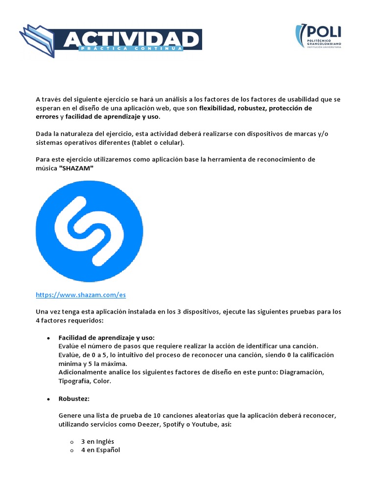 Actividad Shazam | PDF | Software de la aplicacion | Sistema operativo