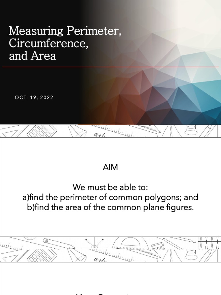 Measuring Perimeter, Circumference, and Area | PDF | Area | Length
