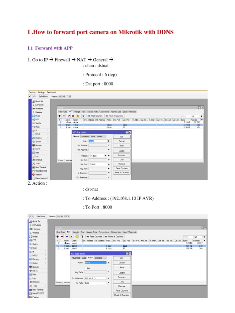 I .How To Forward Port Camera On Mikrotik With DDNS | PDF