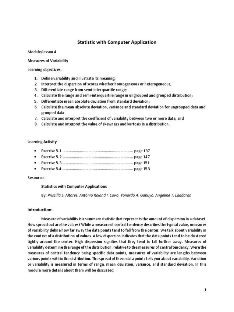Measures of Variability Explained | PDF | Variance | Standard Deviation